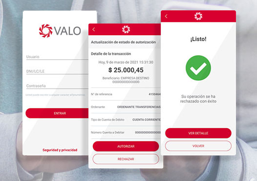 Nueva app móvil para autorización de transferencias - VALO